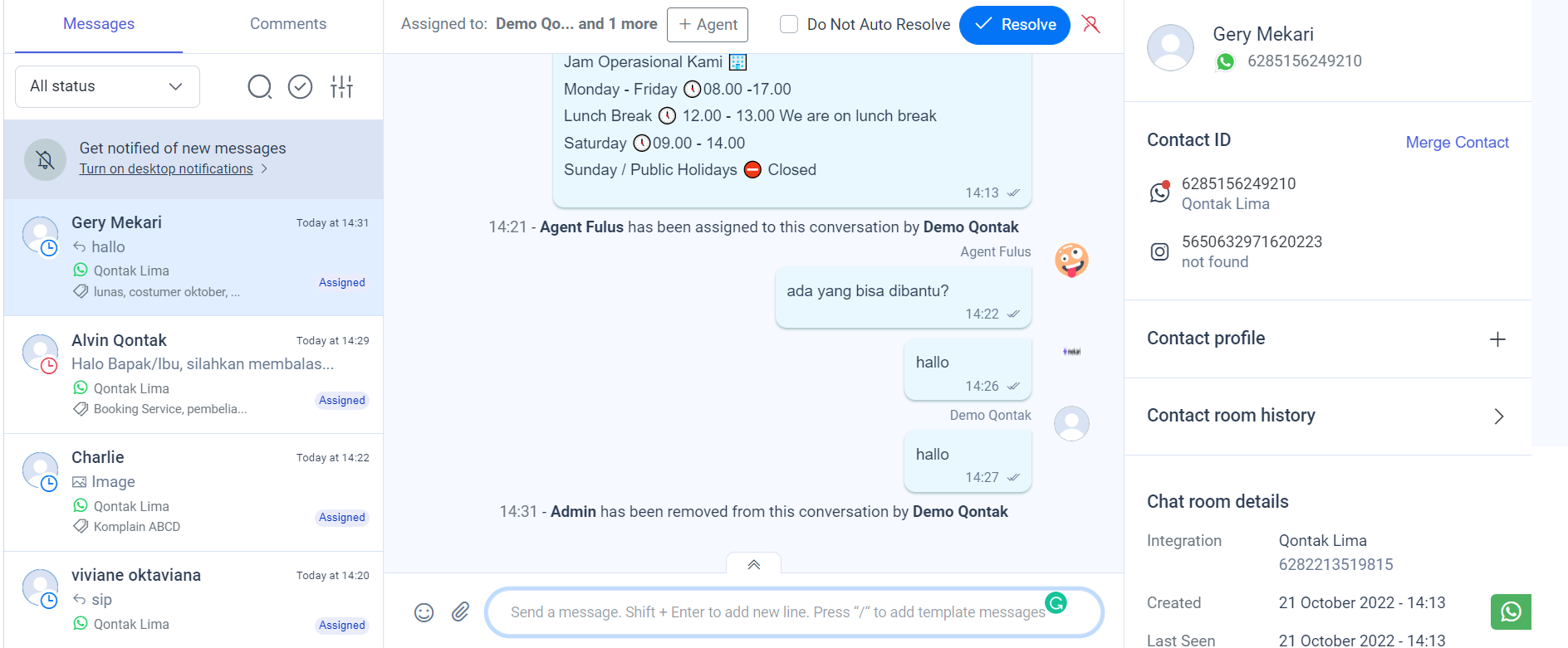 Sekilas Menu Inbox Omnichannel Qontak versi Web – Mekari Qontak
